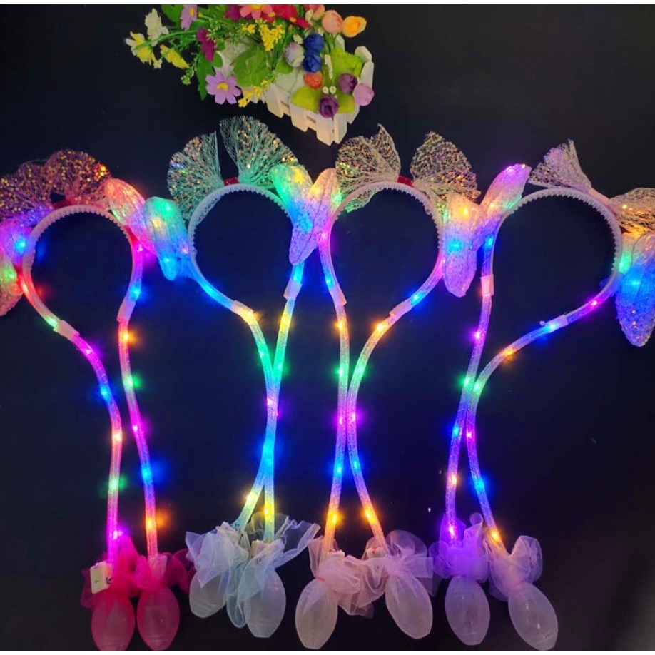Bờm Tai Thỏ Đèn LED Có Dây Giật Giật Phát Sáng Lấp Lánh | Shopee Việt Nam