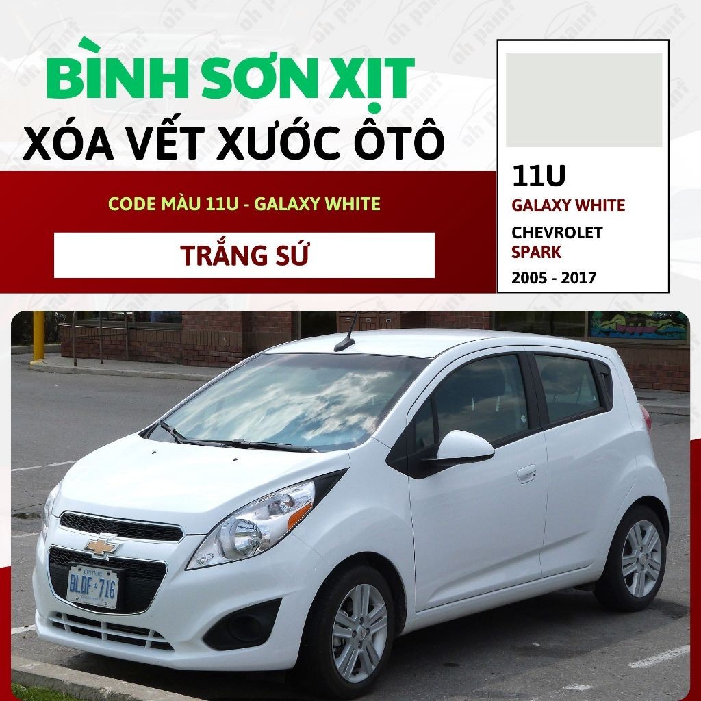 Sơn Xịt Xóa Vết Xước OH PAINT dùng cho xe CHEVROLET SPARK Màu TRẮNG SỨ ...