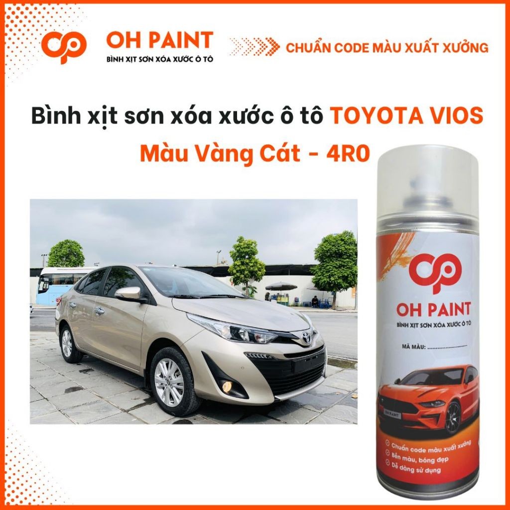 Bình Xịt Sơn Xóa Vết Xước Ô Tô Cho Xe TOYOTA VIOS Màu GHI VÀNG code 4R0 ...