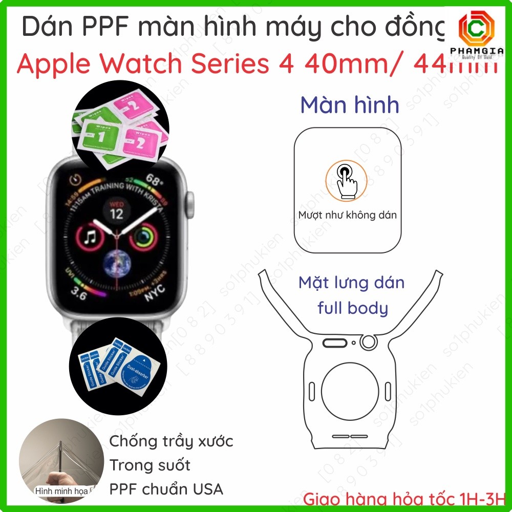 Dán Đồng Hồ PPF Dành Cho Apple Watch Series 4 size 40mm / 44mm Chống ...