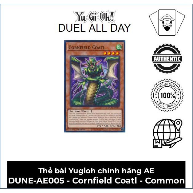 Thẻ bài Yugioh chính hãng AE: DUNE-AE005 - Cornfield Coatl - Common | Shopee Việt Nam