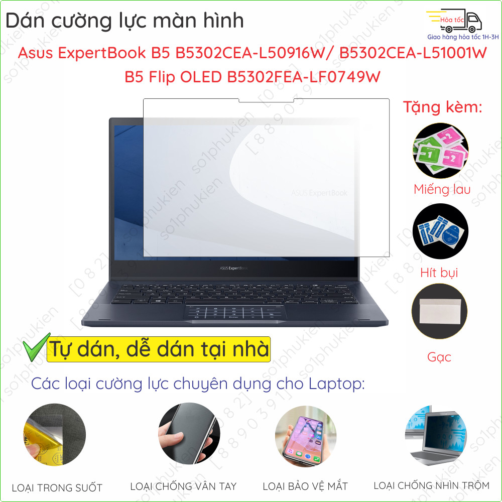 Dán màn hình cường lực Asus ExpertBook B5 B5302C/ B5602/ B5402/ B3 Flip ...