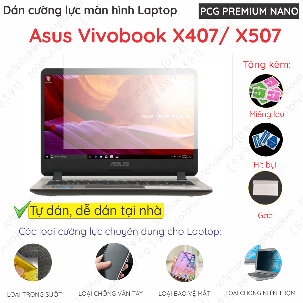 Dán màn hình cường lực Asus VivoBook X507UF/ X507UA/ X507MA/ X407UA ...