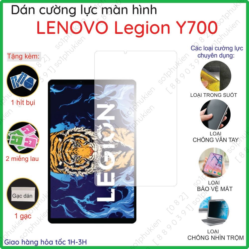 Dán cường lực màn hình Lenovo LEGION Y700 2022 2023 2025 Gen 1 2 3 4 nano dẻo trong, nhám ...
