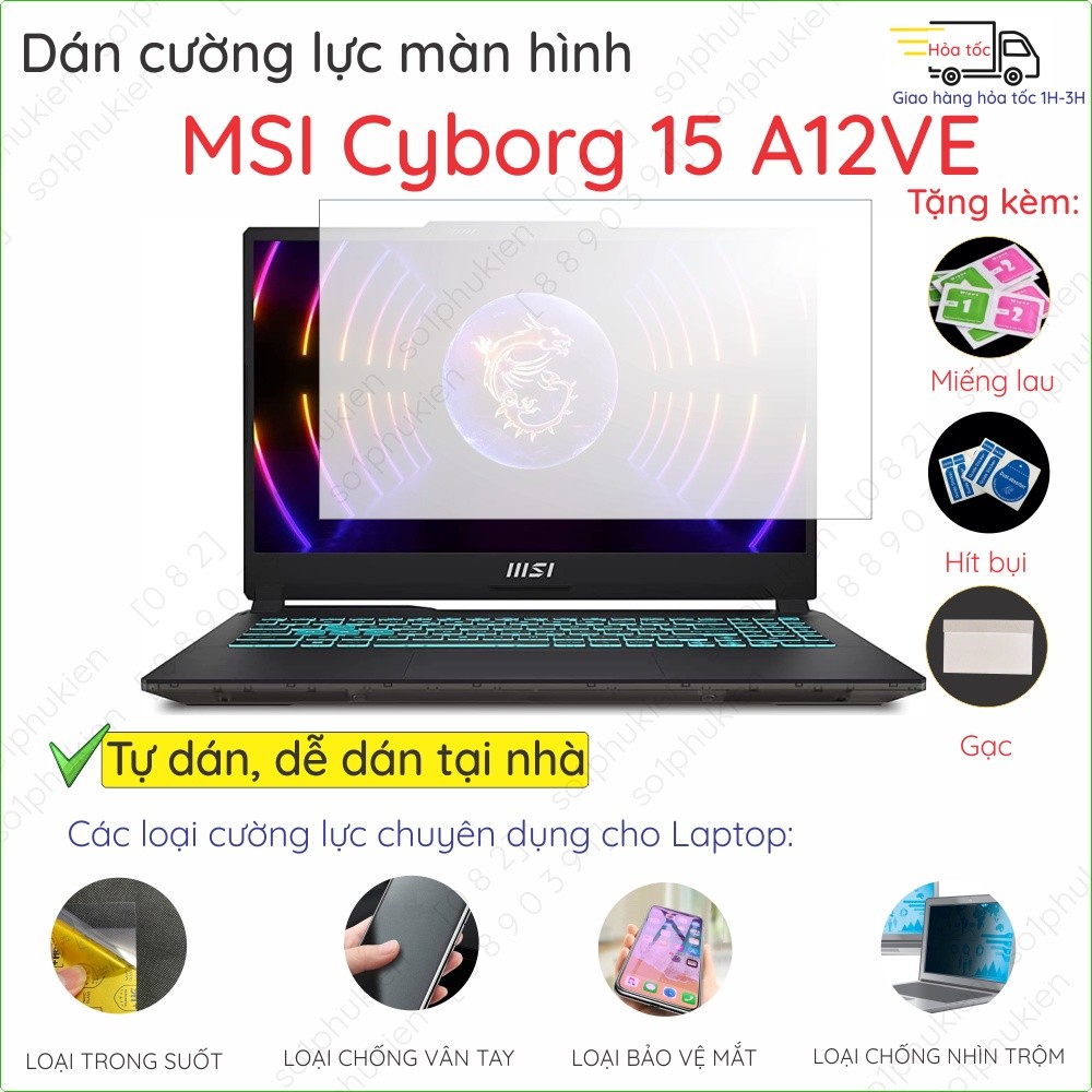 Dán màn hình cường lực Laptop MSI Cyborg 15 A12VE/ A13UC/ 14 A13UDX ...