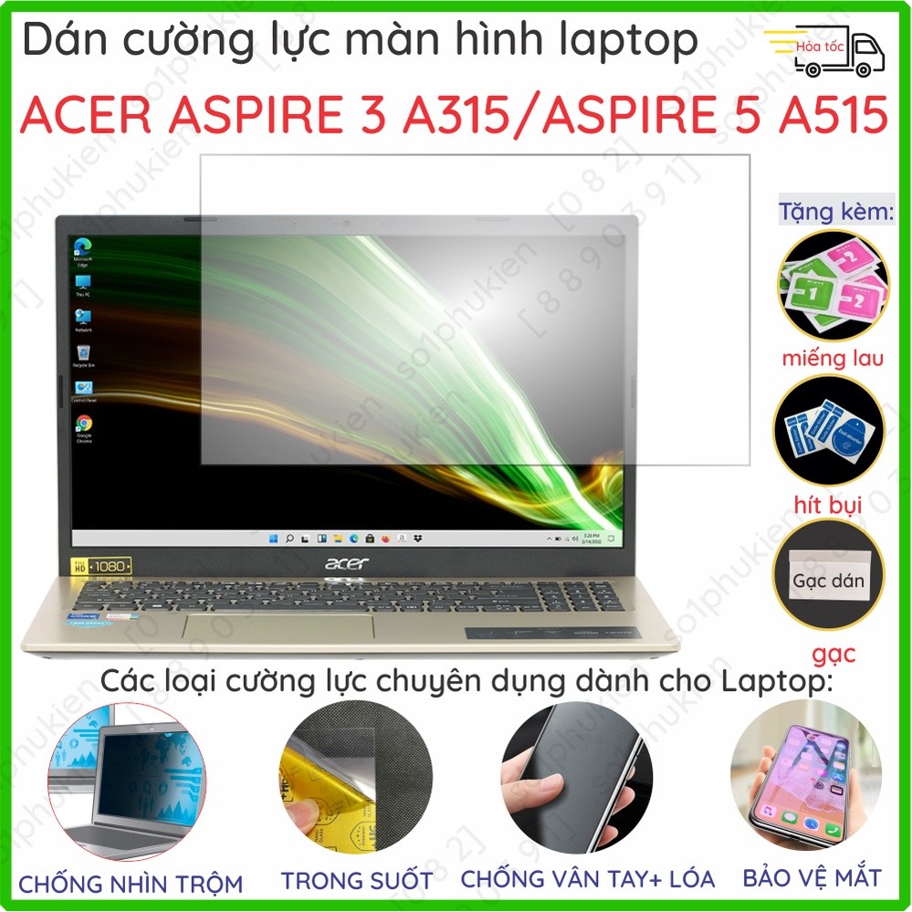 Dán cường lực màn hình laptop Acer Aspire 3 A315/ Aspire 5 A515/ 5 Spin 14 A5SP14 loại nano ...