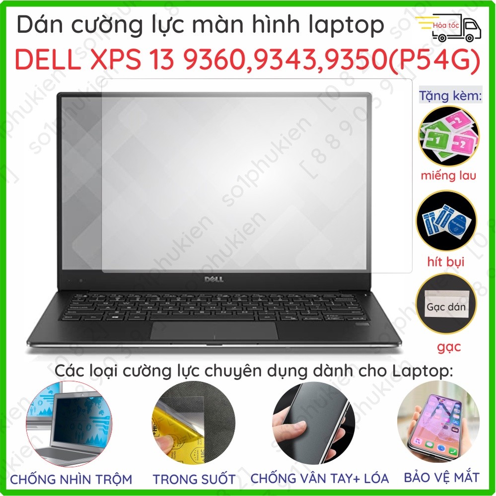 Dán cường lực Dell XPS 13 9360, 9343, 9350 (P54G), 9320, 9370, 9365 ...