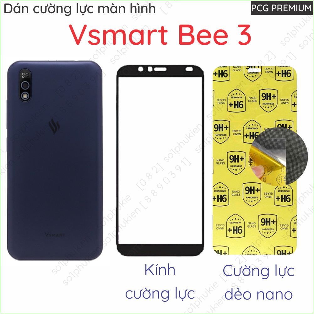 Kính cường lực full/ dán cường lực màn hình Vsmart Bee 3 nano dẻo trong ...