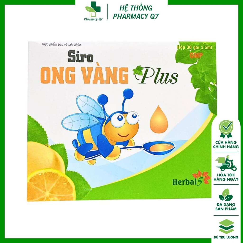 BẢN PLUS Siro Ong Vàng Plus (hộp 30 gói) HO ONG VANG PLUS Hỗ trợ giảm ...