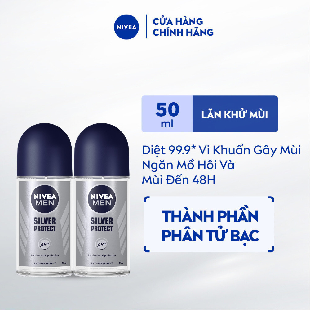 [Ưu đãi Livestream] Bộ 2 Lăn Ngăn Mùi NIVEA MEN Phân Tử Bạc Ngăn Khuẩn ...