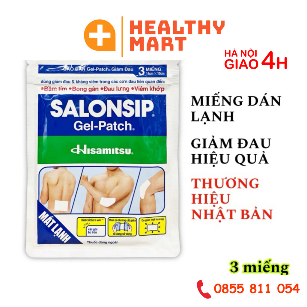 Cao Dán Salonsip Gel Patch Hỗ Trợ Giảm Đau Mỏi Cơ - Mẫu Mới Túi 3 Miếng ...