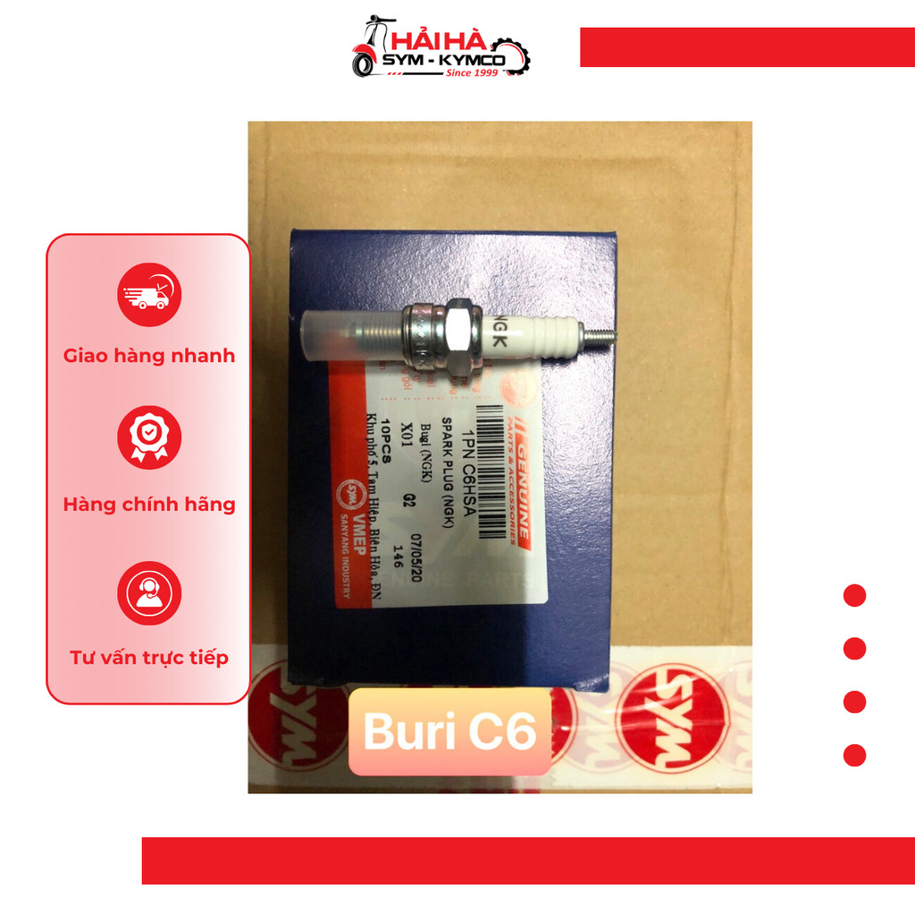 Bugi/ buri C6 xe Angel 80cc, Wave, Dream mã X01 [Chính hãng SYM ...