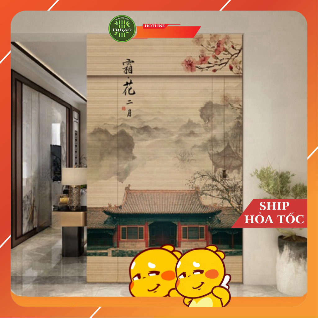 mành tre in tranh nghệ thuật Rèm tre trúc che bàn thờ, rèm che cửa sổ ...