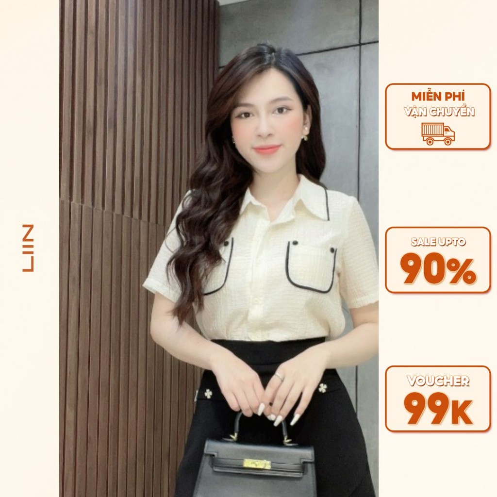 SMC086MIX-S23 Áo Sơ Mi Cộc Phối Viền Liin Clothing | Shopee Việt Nam