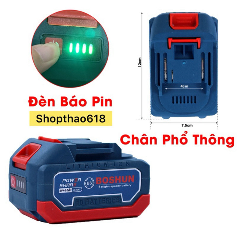 Pin 10 cell /15cell / BOSHUN ABS - chân pin phổ thông dùng máy khoan ...