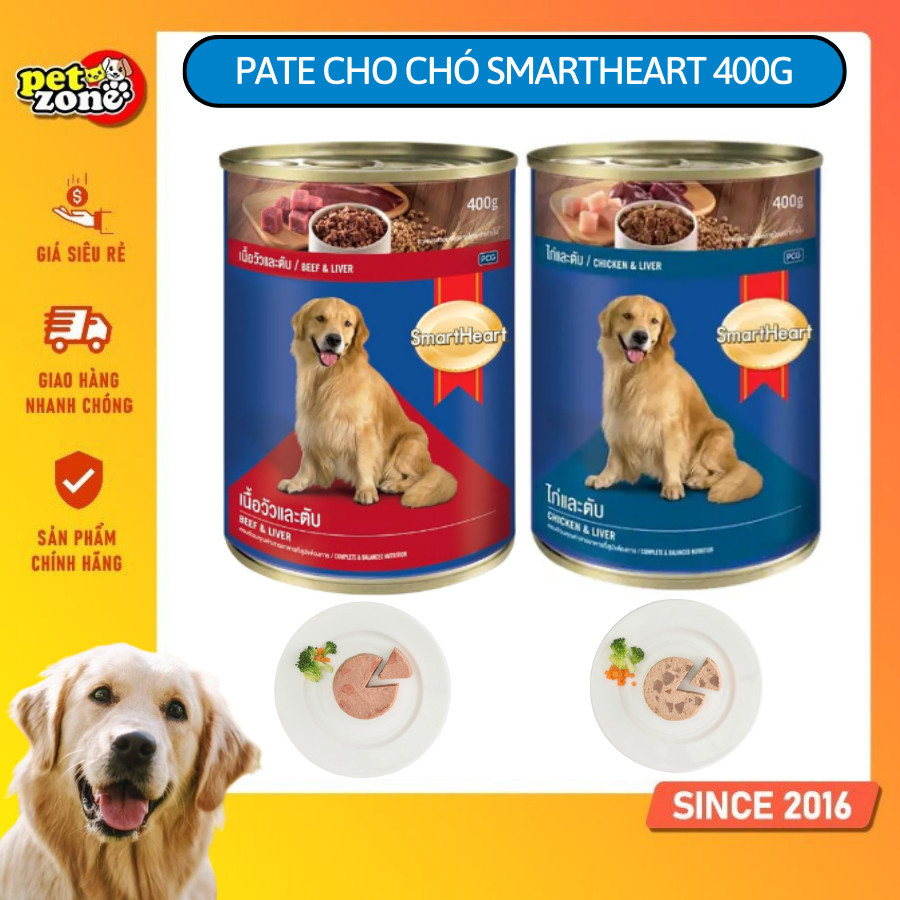 Pate lon cho chó SmartHeart 400g (Date xa - Đủ vị) | Shopee Việt Nam