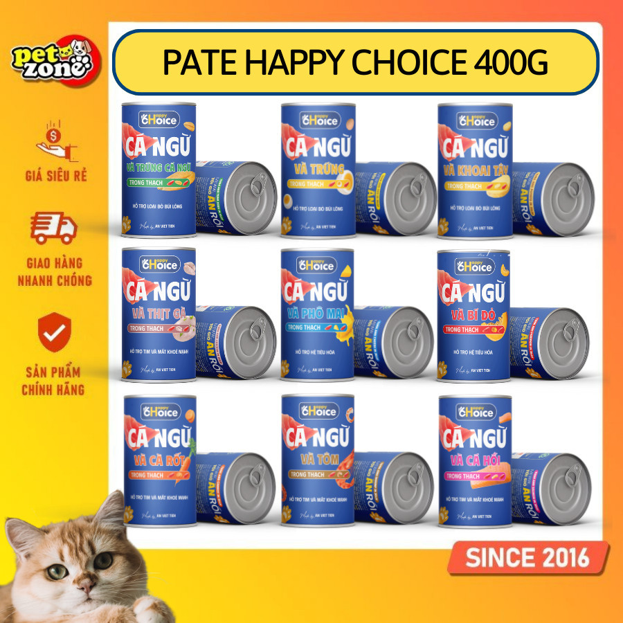 Pate cho mèo làm từ cá tươi Happy Choice 400g (Date xa - Đủ vị ...