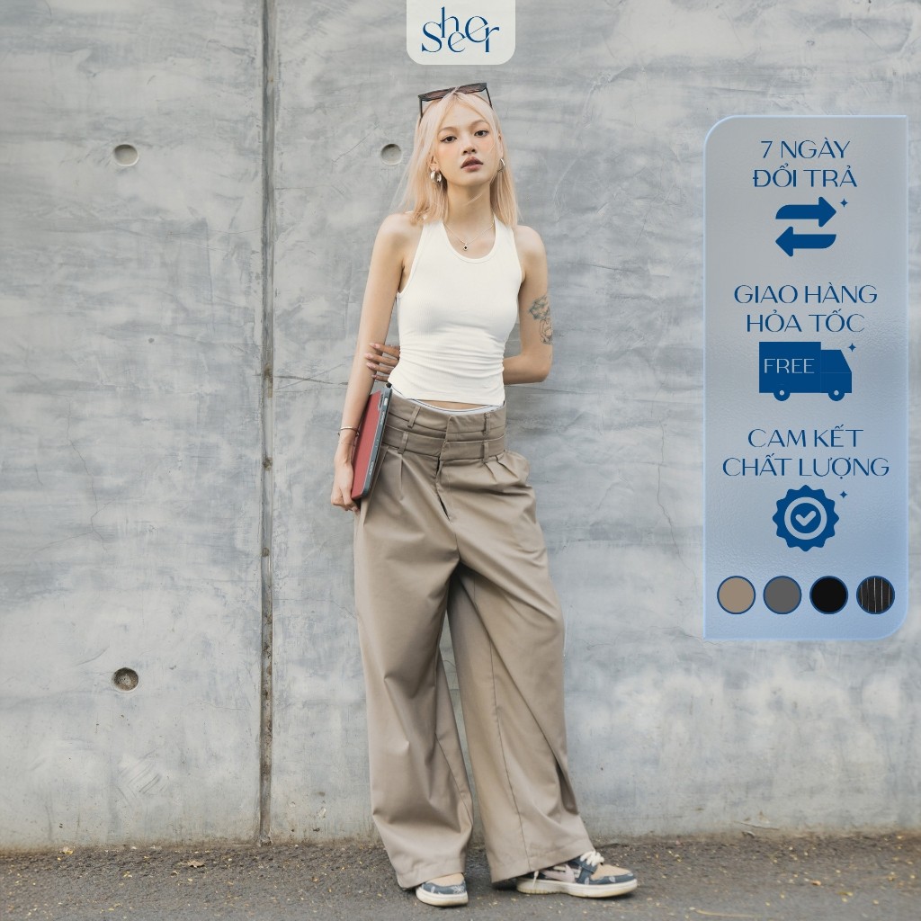 Quần Tây Double Waistband Sheer (04 Màu) | Shopee Việt Nam