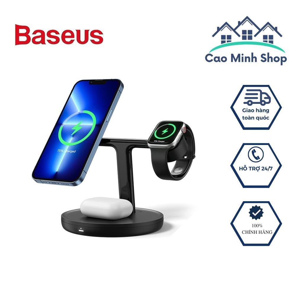 Đế sạc không dây Baseus 20W BS-W527 Wireless Charger 3 trong 1 cho IP13, samsung, tai nghe ...