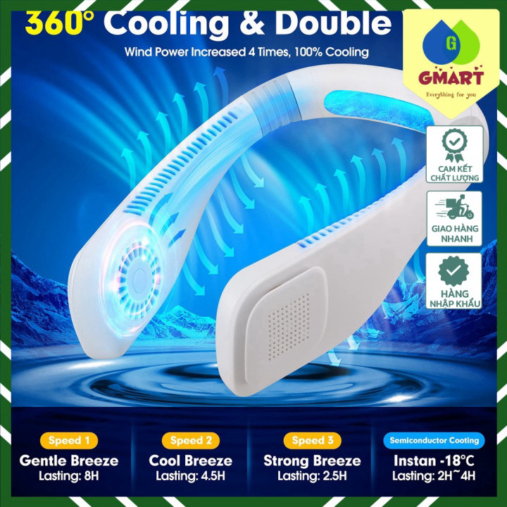 Quạt đeo cổ 360 Giải Nhiệt Cơ Thể HP-F6 2000mAh Portable Neck Fan ...