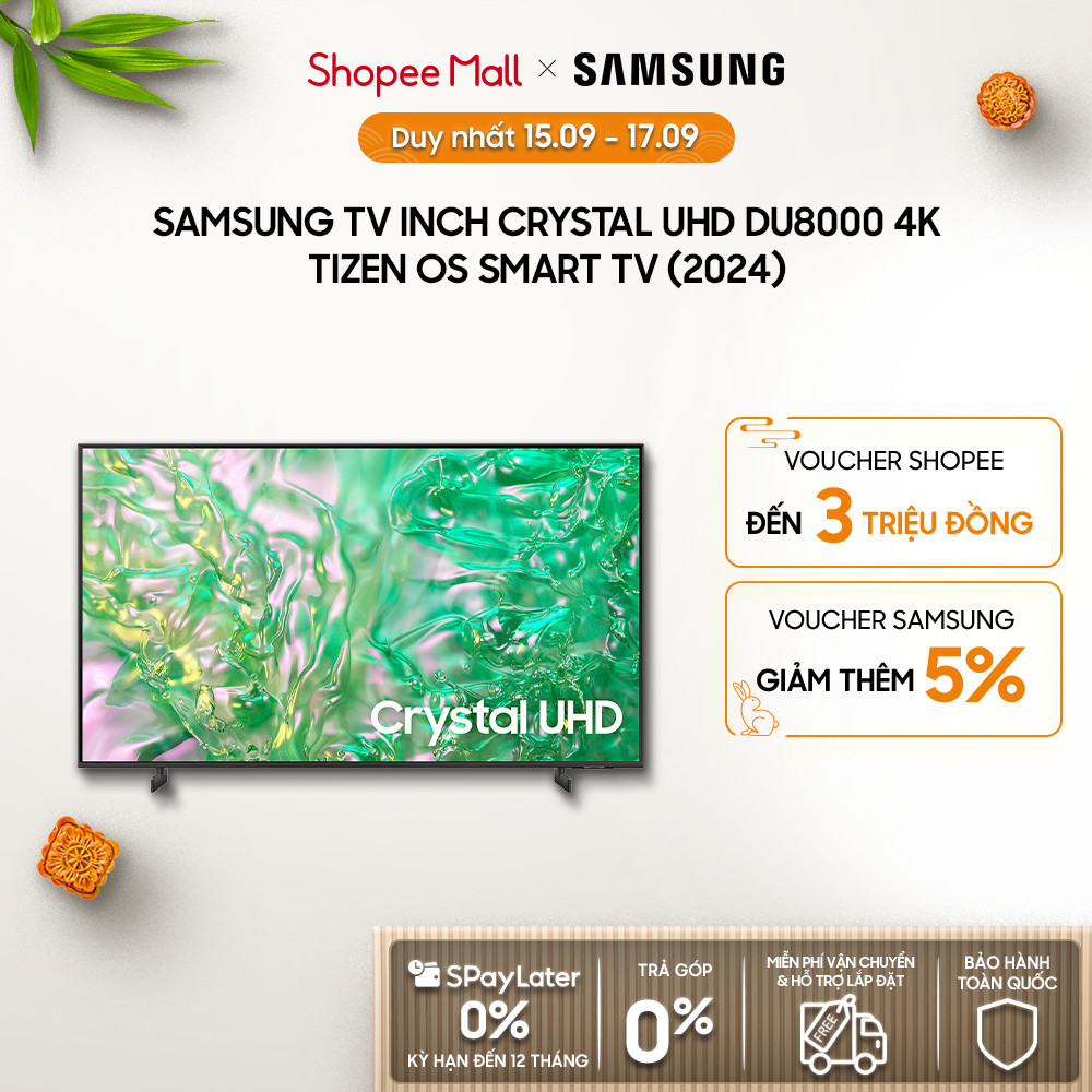 Samsung TV Inch Crystal UHD DU8000 4K Tizen OS Smart TV (2024) | Shopee Việt Nam