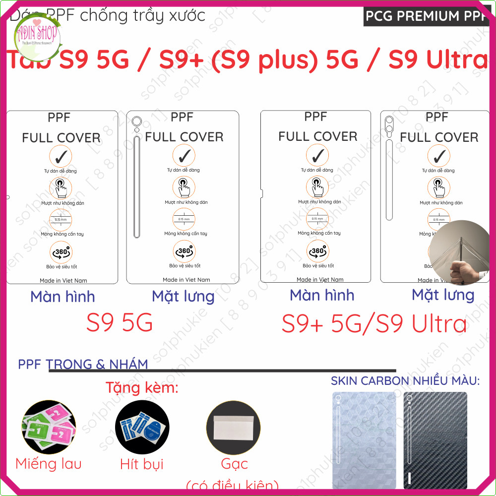 Dán PPF & Vân Carbon Samsung Tab S9 5G / S9+ (S9 plus) 5G / S9 Ultra ...