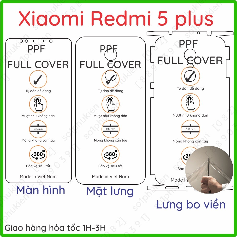 Dán PPF Xiaomi Redmi 5 / Redmi 5 plus loại trong, nhám dành cho màn ...