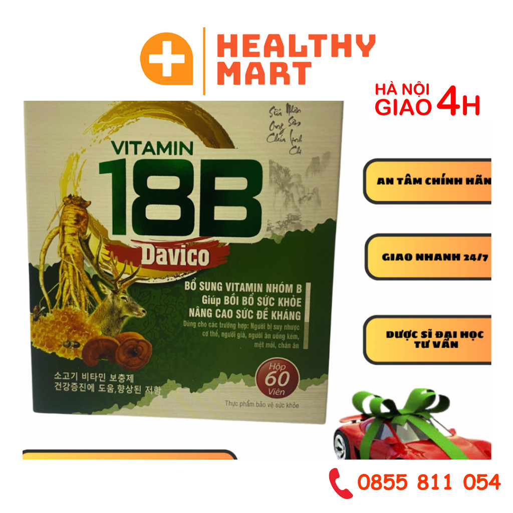Viên tiêu hóa Vitamin 18B Davico, tương trợ tăng sức đề kháng, tăng tốc sức khỏe hiện trạng Hộp ...