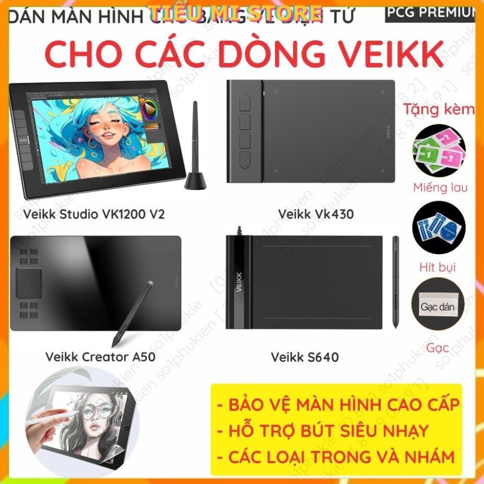 Dán màn hình bảng vẽ điện tử Veikk S640/ VK430/ Creator A50/ Studio ...