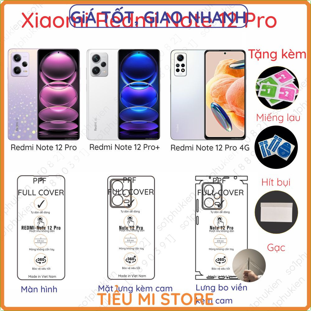 Dán PPF Xiaomi Redmi Note 12 Pro/Note 12 Pro 5G, Note 12 Pro+, Note 12 ...