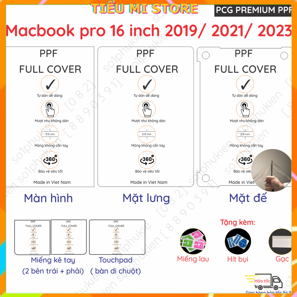 Dán PPF Macbook pro 16 inch 2019/ 2021/ 2023 loại trong, nhám dành cho ...