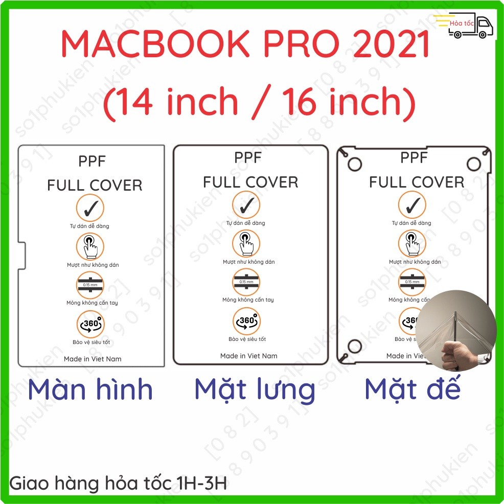 Dán PPF Macbook Pro M1 Pro 2021 14 inch / 16 inch A2442 A2485 loại ...