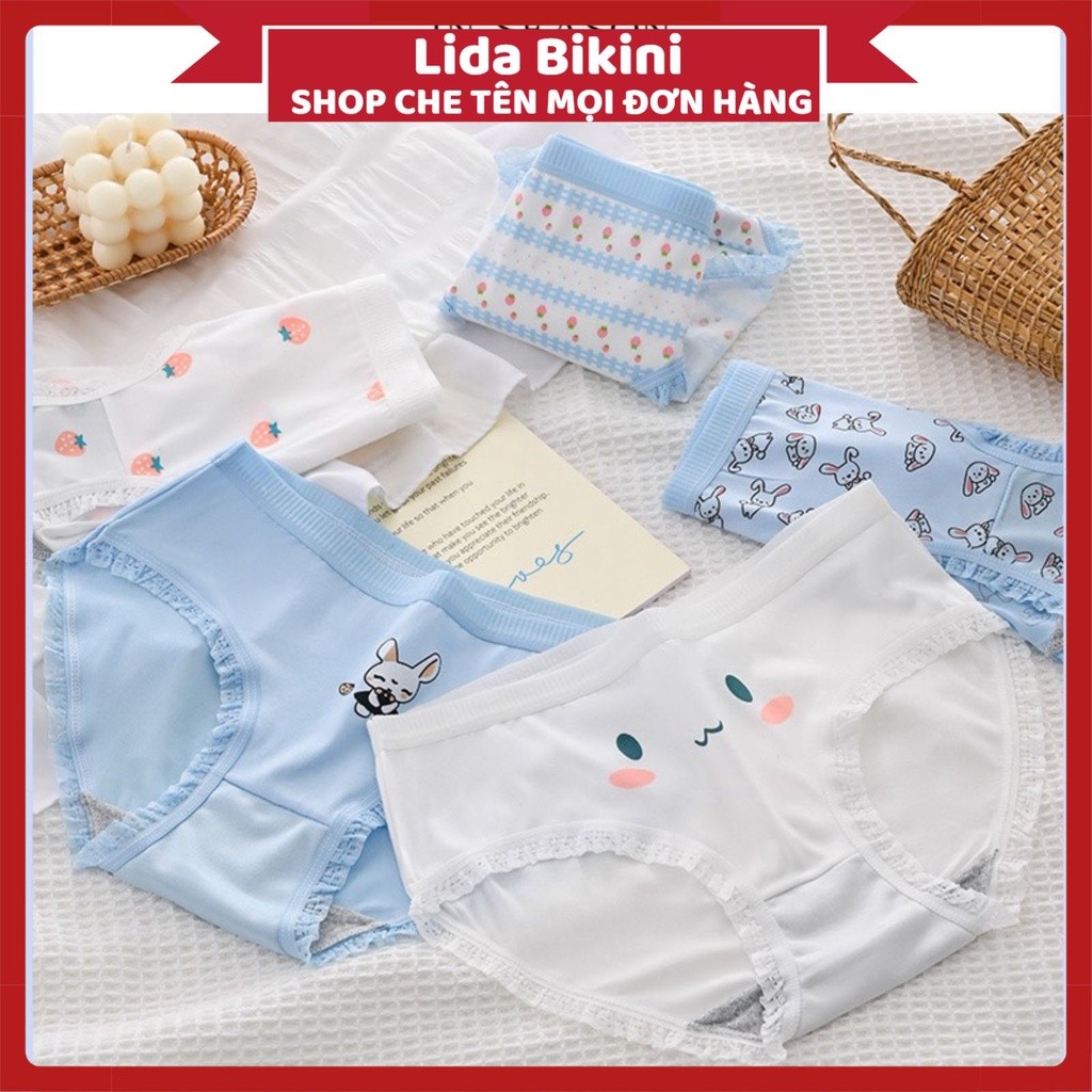 Quần Lót Nữ Lida Cao Cấp thiết kế Cotton mềm mại tông xanh họa tiết ...
