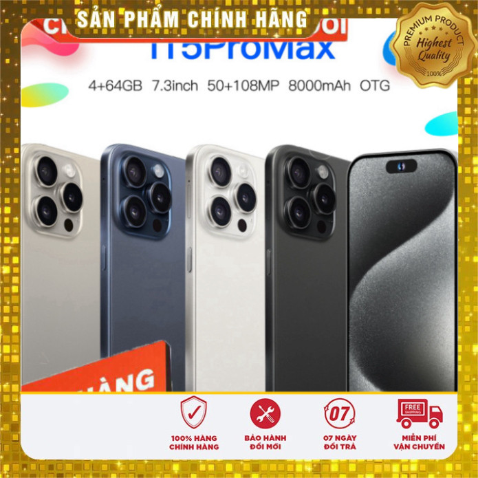 Điện thoại giá rẻ i15 Pro max Điện thoại Android 7.3 inch Điện thoại 8+128GB Dual SIM SIM HD ...