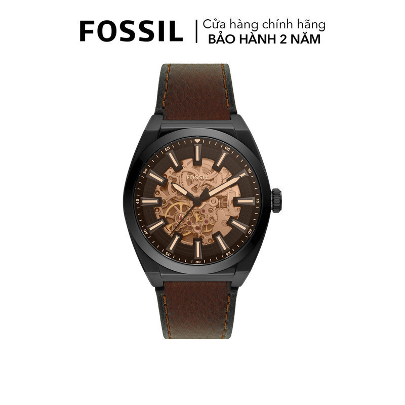Đồng hồ cơ nam Fossil Everett Automatic, dây da, mặt 42 MM, màu nâu ...