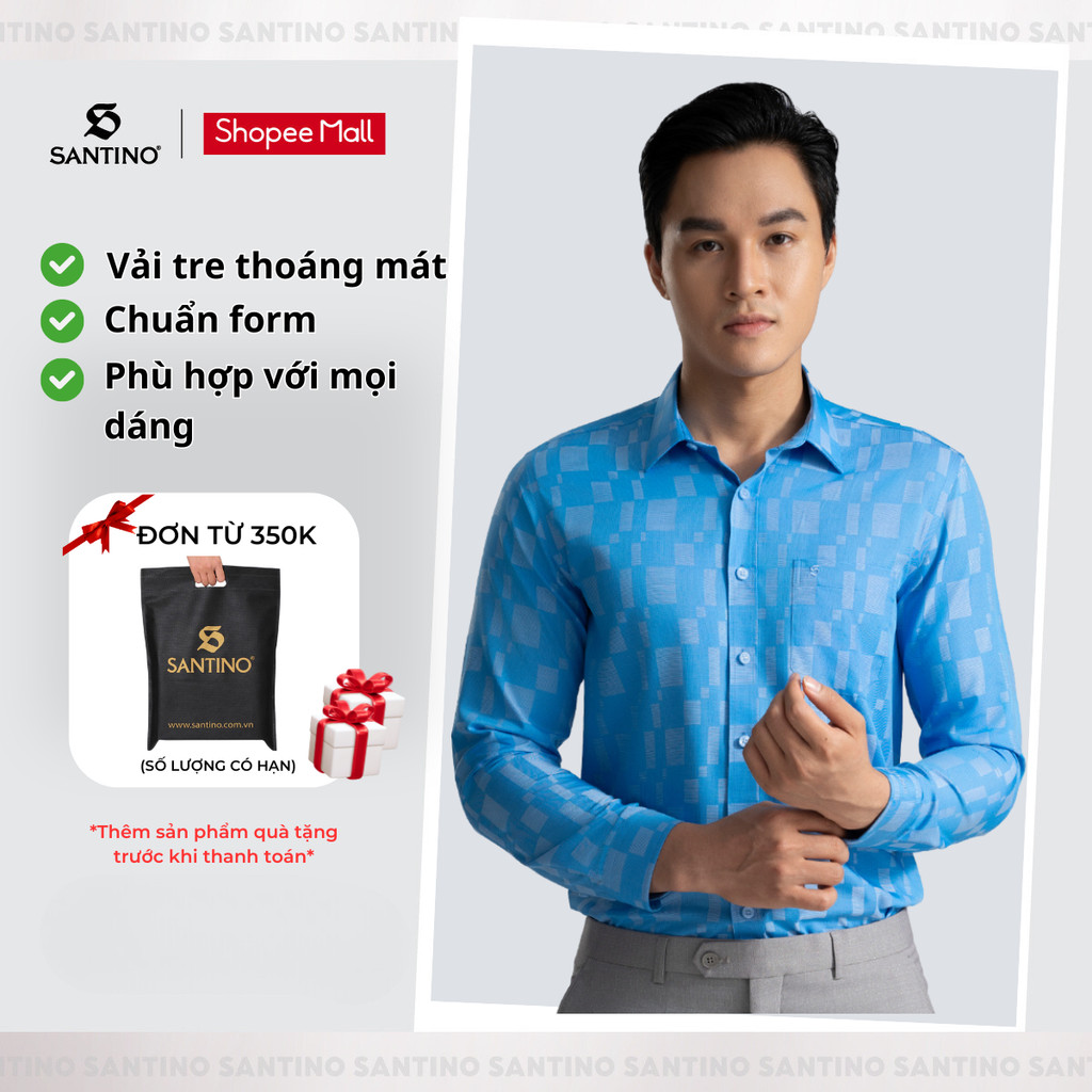 Áo Sơ Mi Nam Dài Tay SANTINO Hoạ Tiết Cao Cấp, Vải Sợi Tre Thoáng Mát ...
