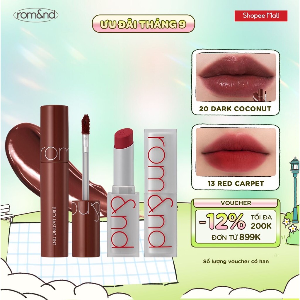 Combo Son Tint Lì Juicy Lasting Tint 5.5g + Son Thỏi Romand Zero Matte ...