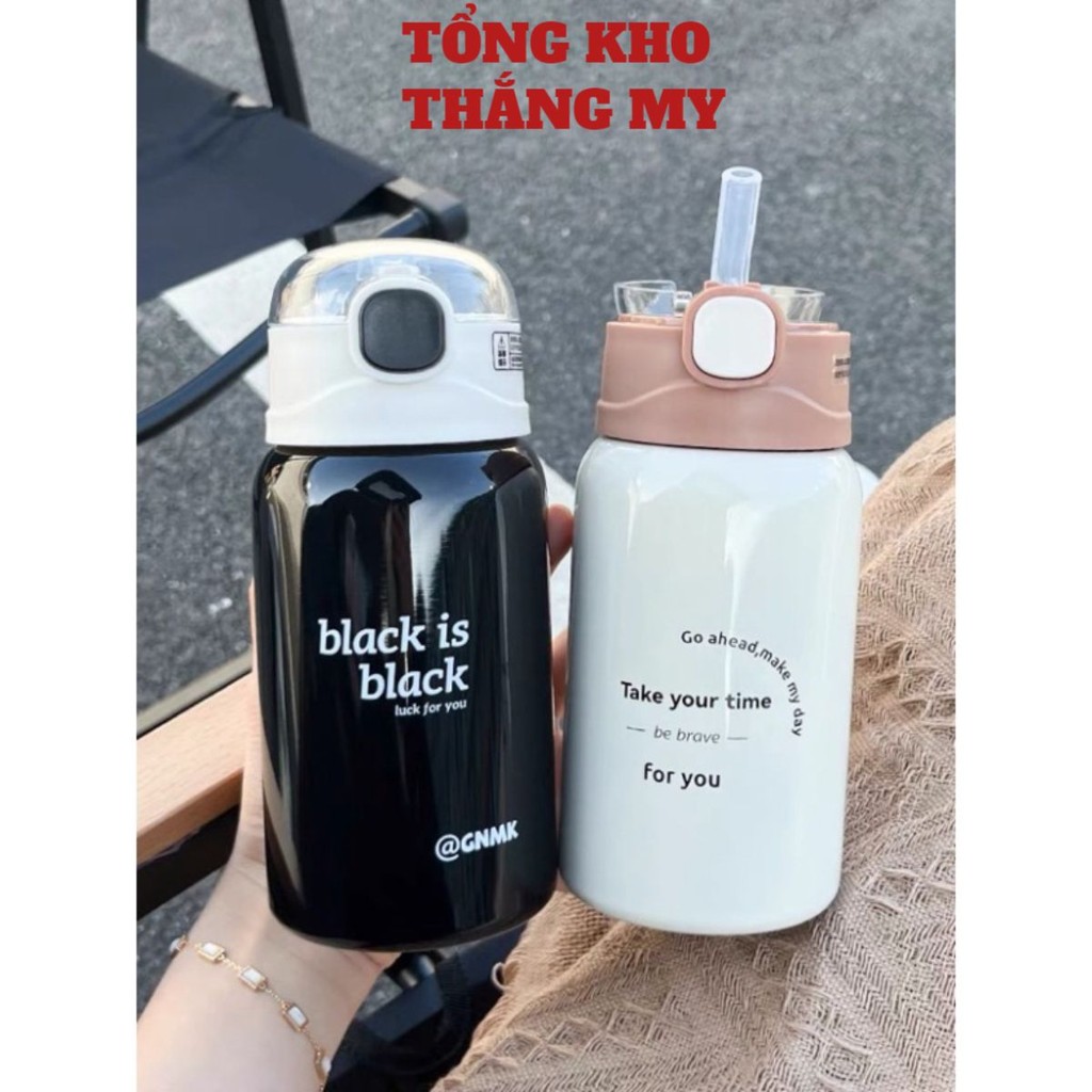 Bình Nước Giữ Nhiệt Black is Black Inox 304 Dung Tích 450ML, Ly Giữ Nhiệt Americano Inox 304 Cao ...