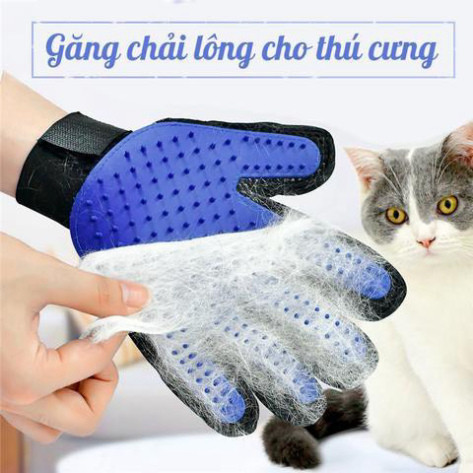 Găng tay lấy lông rụng tắm chó mèo True Touch - chải lông tránh rối ...