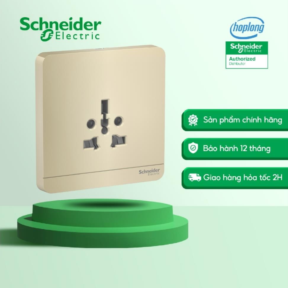 Bộ ổ cắm đơn đa năng E83426TS_WG_G19 Schneider 250VAC Vàng ánh kim 16A ...