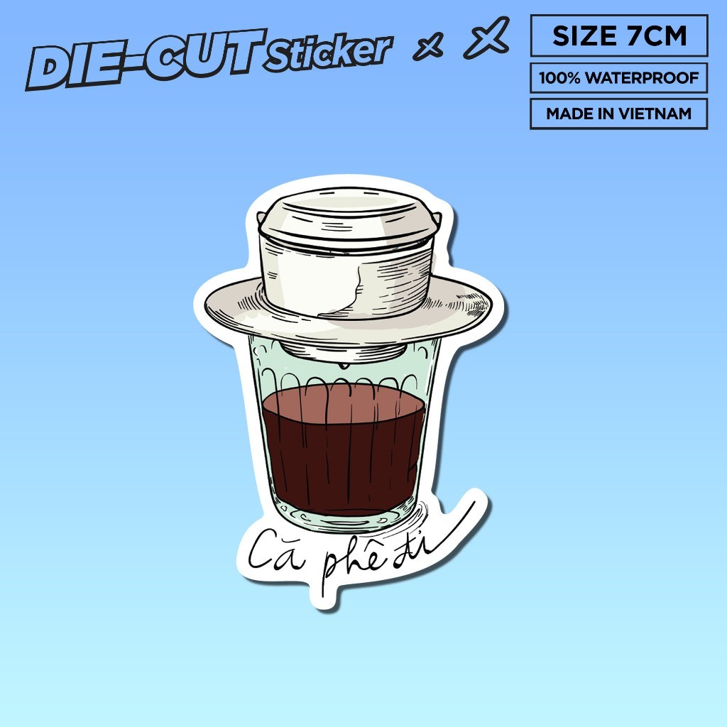 CÀ PHÊ ĐI 7cm - Sticker Die-cut hình dán cắt rời từng con thương hiệu ...