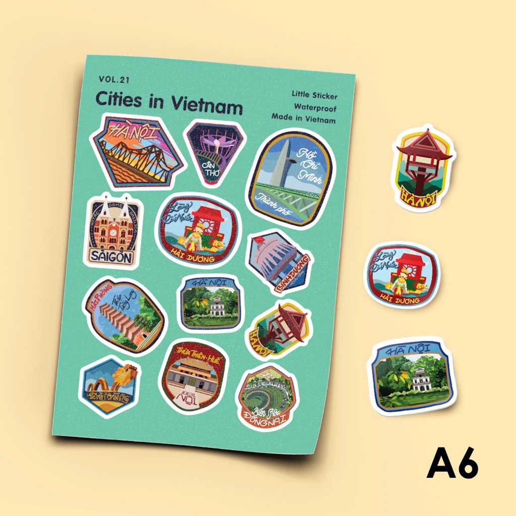 Vol.21 Cities in Vietnam - Little sticker sheet A6 cán màn kim tuyến cao cấp - Sticker Factory ...