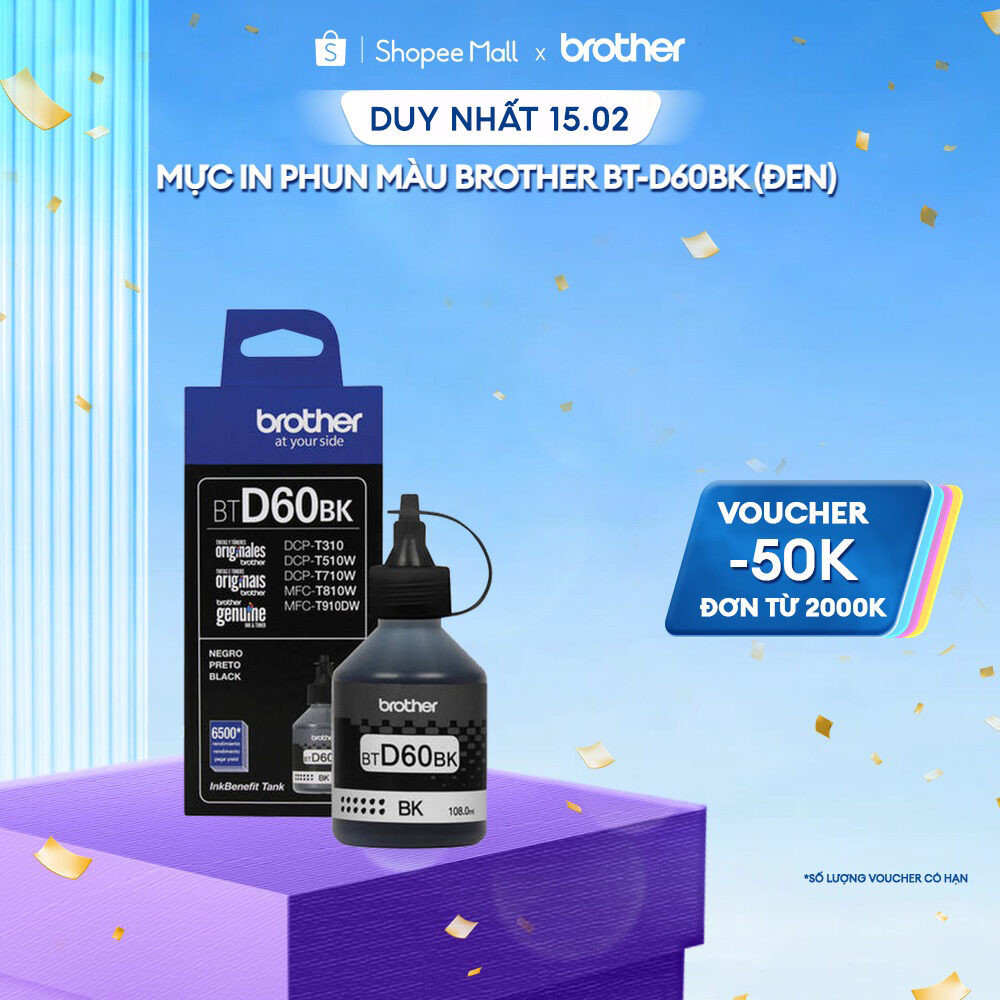 Mực in phun màu Brother BT-D60BK (đen) cho DCP-T310/510W/710W/MFC-T810W ...