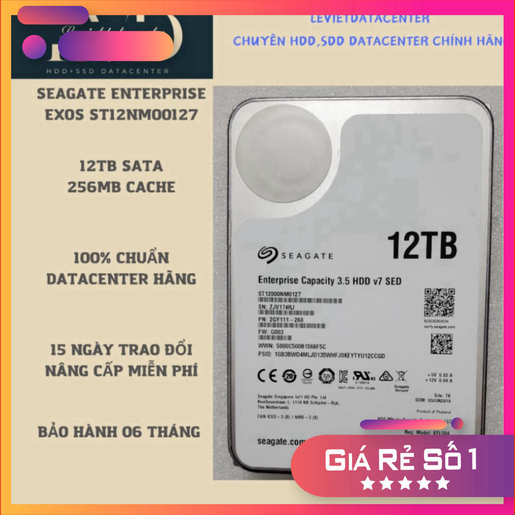HDD ổ cứng datacenter 3.5 inch sata Seagate Exos Enterprise 12TB, HGST ...