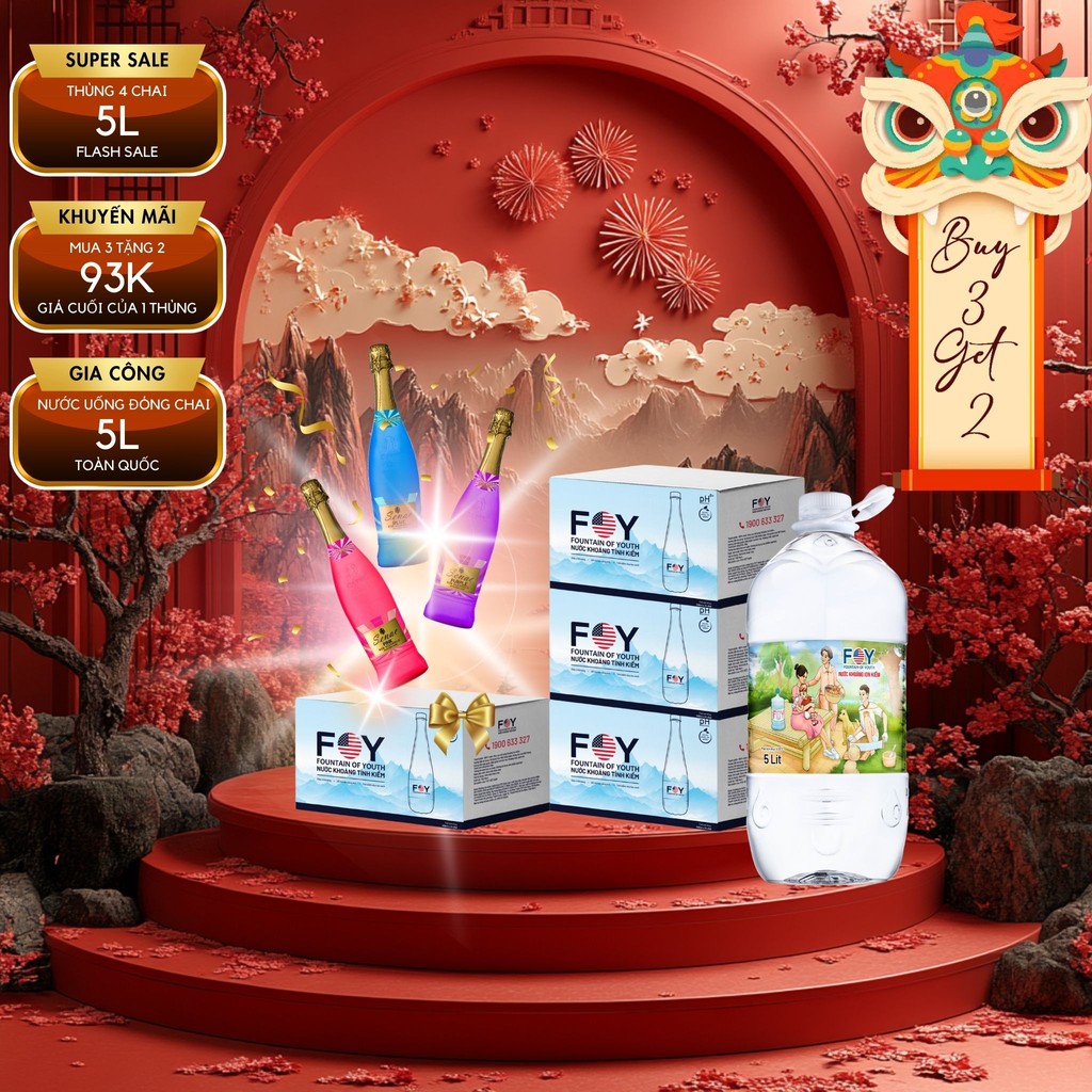 [MUA 3 TẶNG 2] Thùng 4 Chai Nước kiềm FOY Artist Series 2024 loại 5L ...