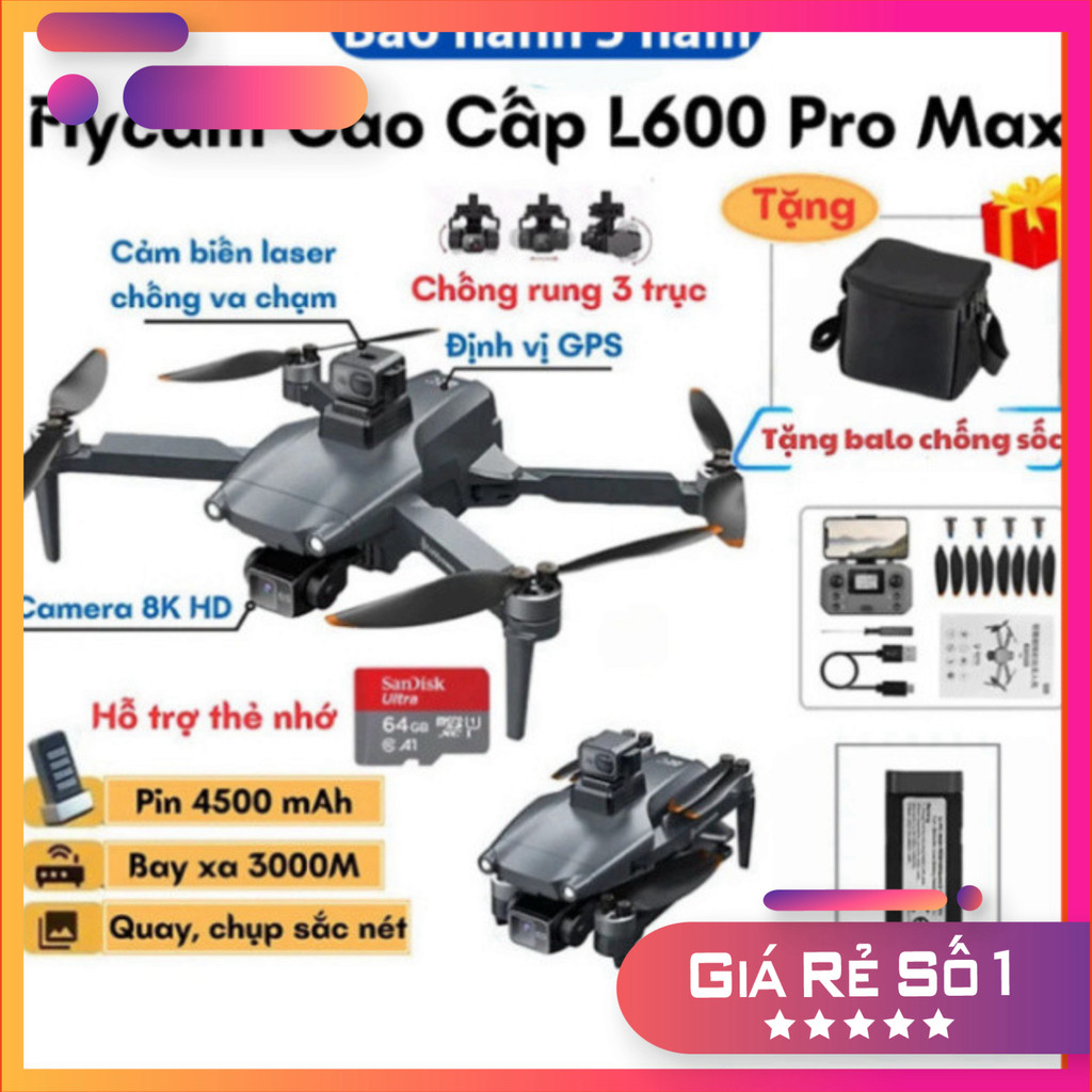 Máy bay ko người lái flycam l600 pro max, flaycam gps động cơ không ...