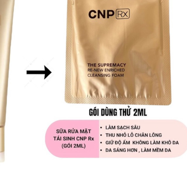 [Combo 30 gói = 60ml] Gói sample Sữa rửa mặt CNP Rx vàng Supremacy cleansing Foam ohuiminisample ...
