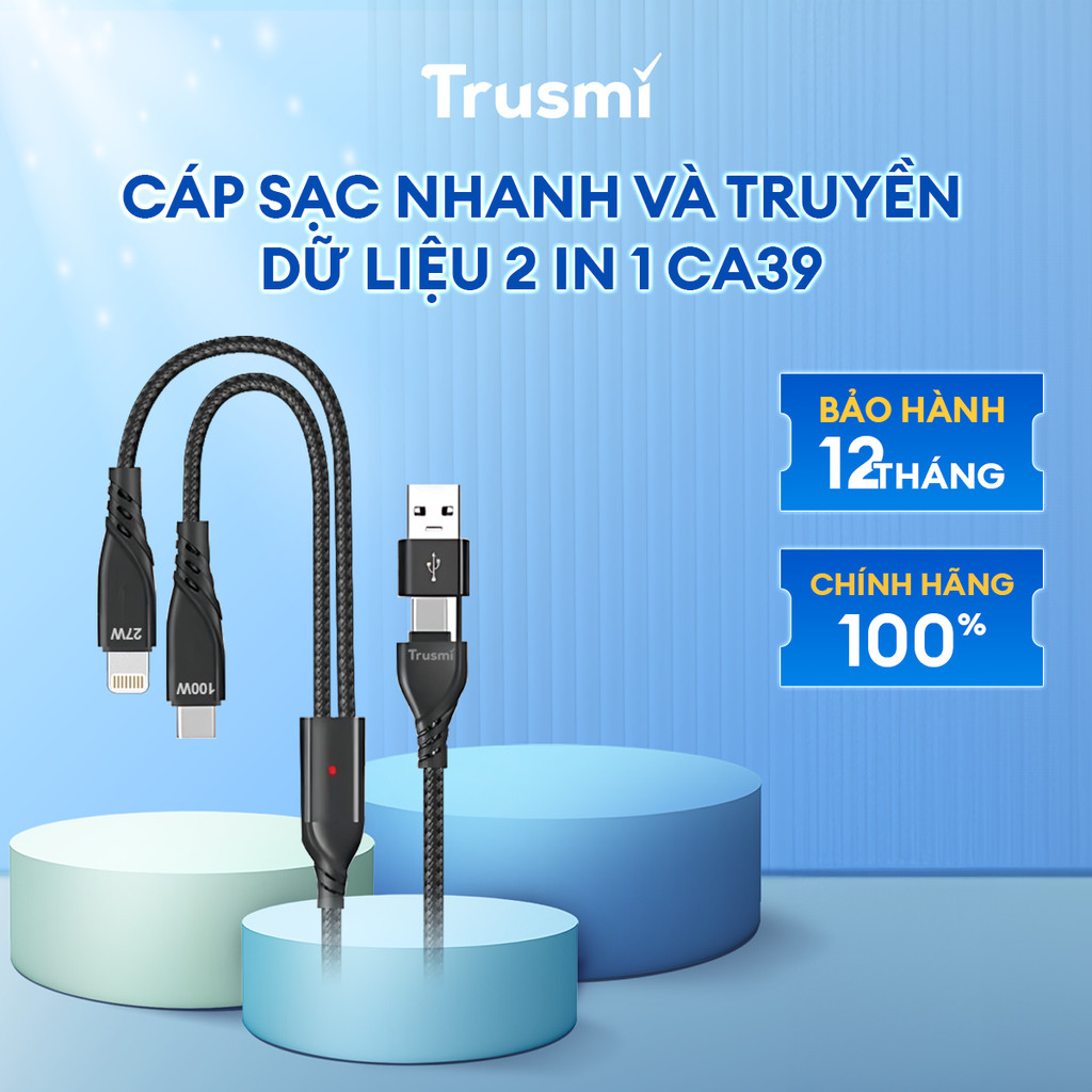 Dây cáp sạc và truyền dữ liệu 2 in 1 Trusmi CA39 | Công suất tối đa ...