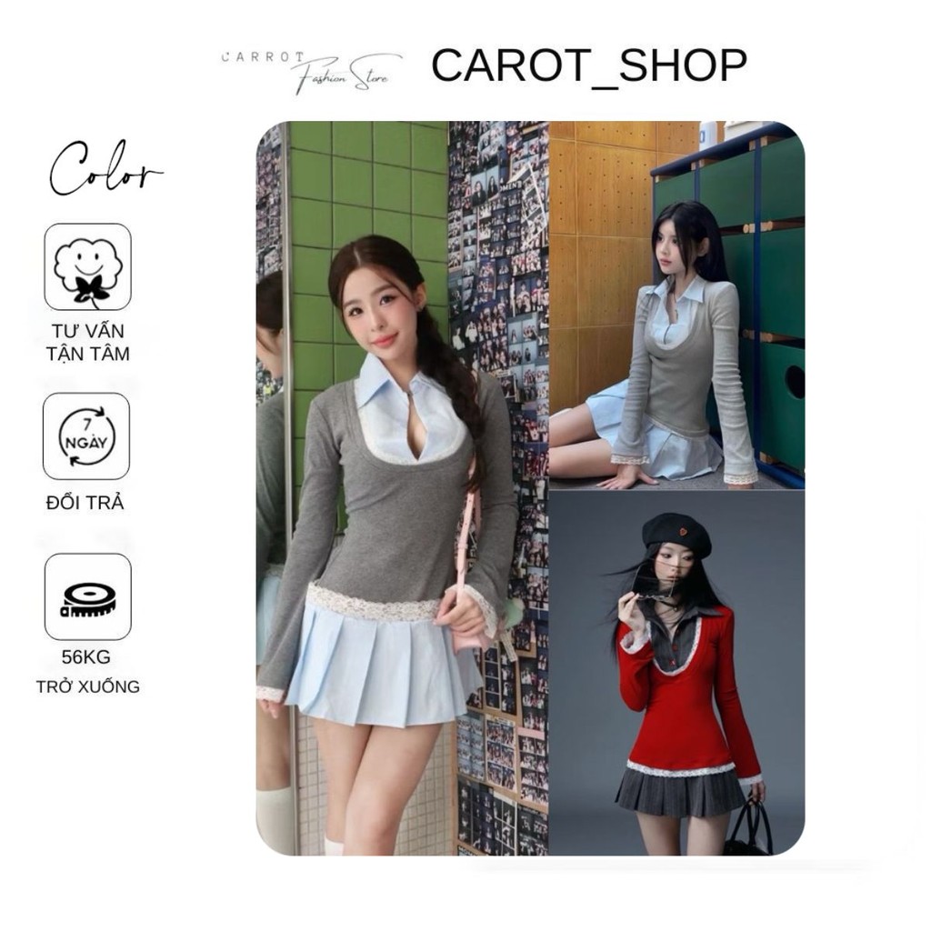 (XÃ KHO- có bigsize) Đầm cổ sơ mi PHỐI VIÊN REN dáng basic CÓ QUẦN BẢO HỘ by CarrotShop | Shopee ...