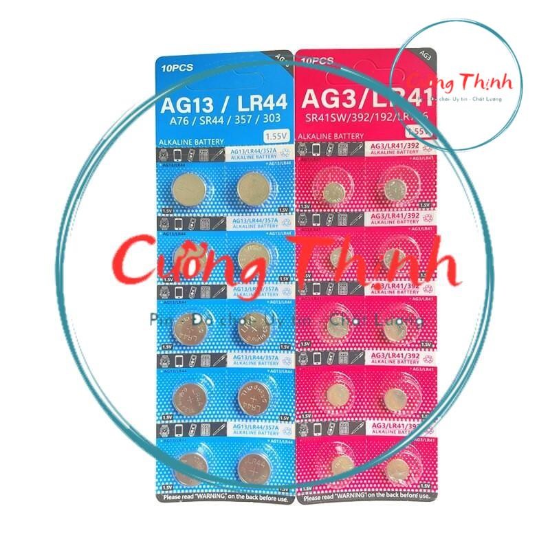 1 Vỉ 10 viên Pin Cúc Áo LR44-AG13 / LR41-AG3 Pin đồng hồ điện tử, đồ ...
